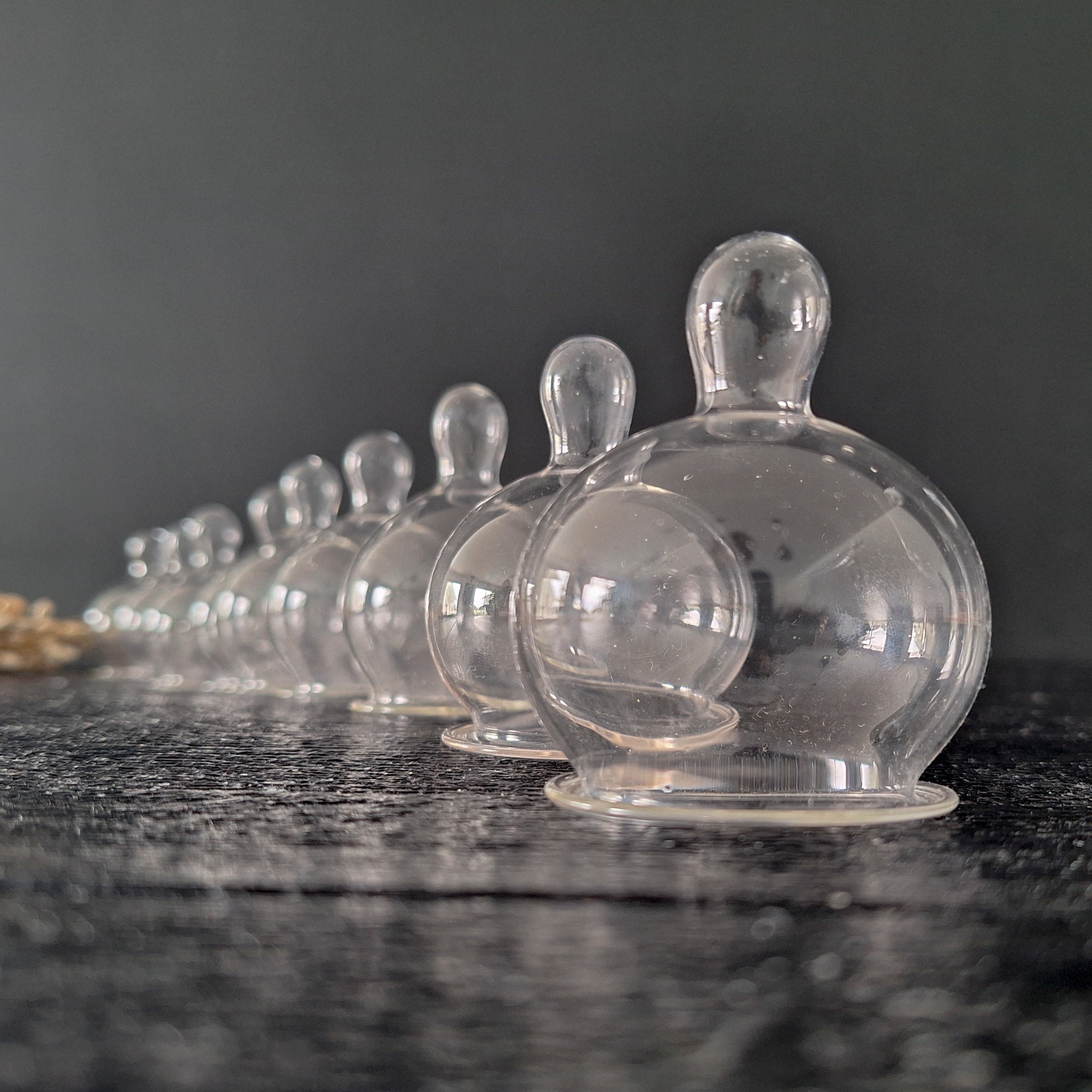 Set of 9 Antique French Glass Medical Suction Cups, Victorian Cupping ...