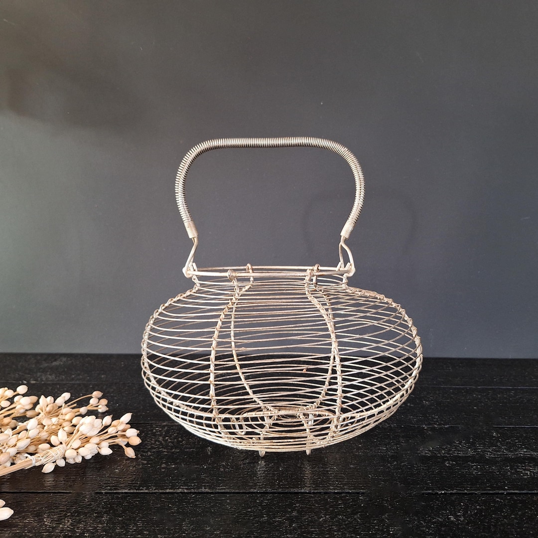 Wire Work Egg Basket Antique French Wire Egg Basket Farmhouse Vegetable ...