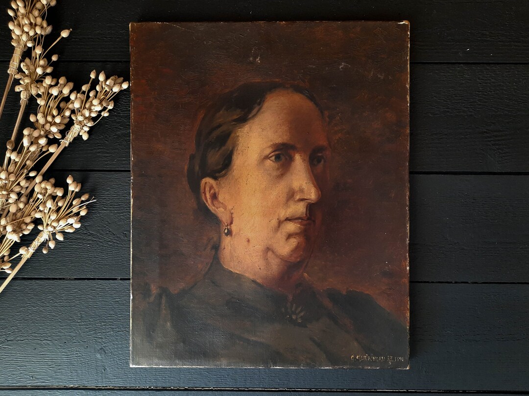 1895 French Old Lady Portrait Painting on Canvas Antique - Etsy