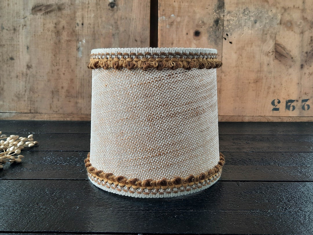 French Vintage 60s Textile Lamp Shade, Antique Beige Light Shade - Etsy