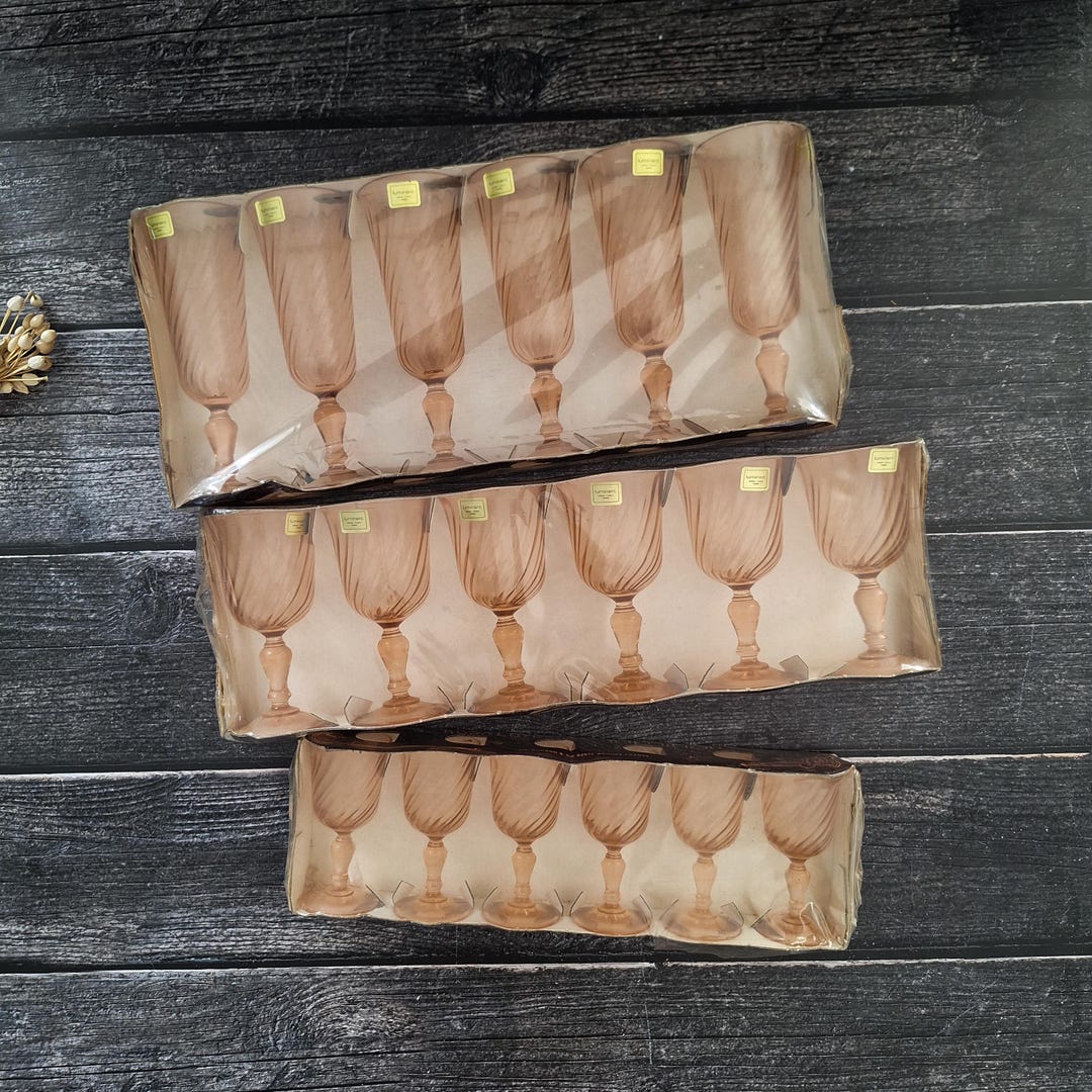 Set of 18 Vintage Luminarc Rosaline Glasses in Original Box, 1960s ...