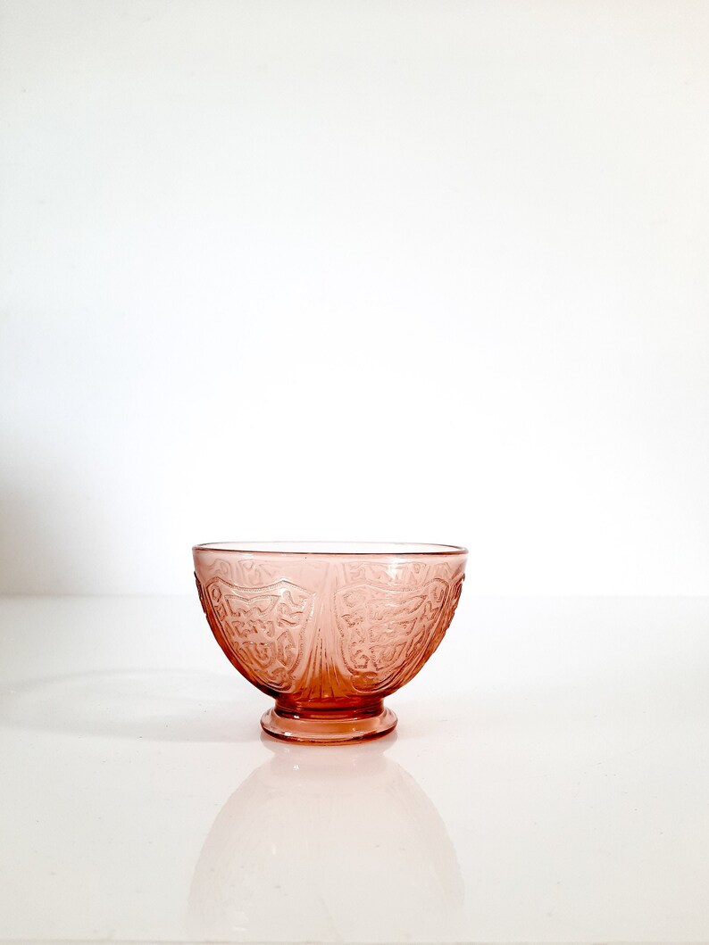 Vintage French Small Pink Glass Bowl Pink Glass Footed Bowl - Etsy