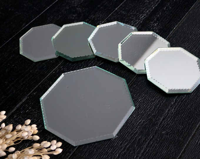 Art Deco Style Beveled Mirror Coasters, Set of 6 Elegant Drink Rests ...