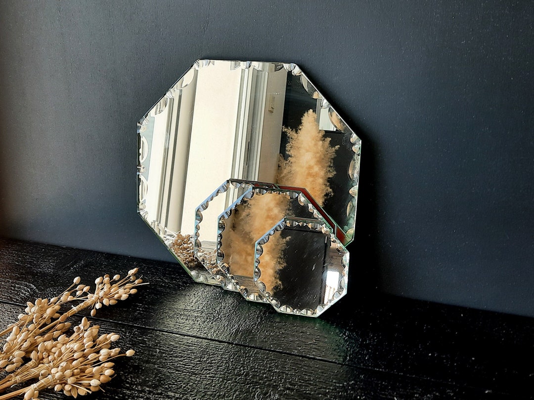 Set of 4 Octagon Frameless Beveled Mirrors Vintage French Geometric ...