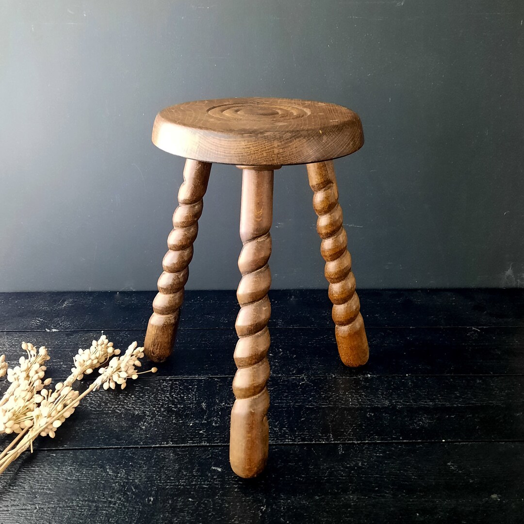 Rustic Tripod Stool Wooden Farmhouse, Country Side Table, Rustic Stool ...