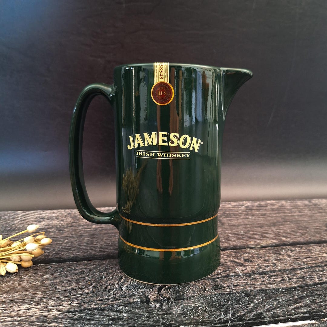 Vintage Jameson Irish Whiskey Jug Dark Green Ceramic Bar Pitcher, 1980s ...