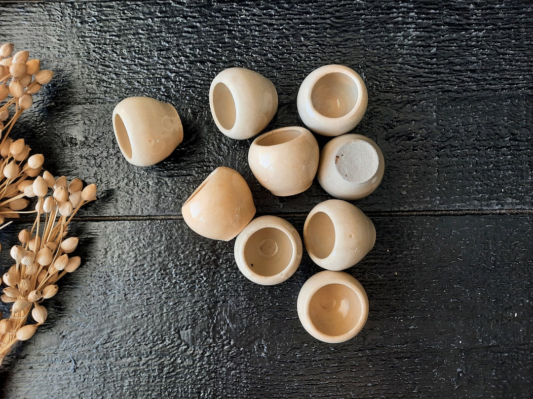 Set of 9 French Vintage Escargot Pots, Tea-stained Stoneware Snail Cups ...