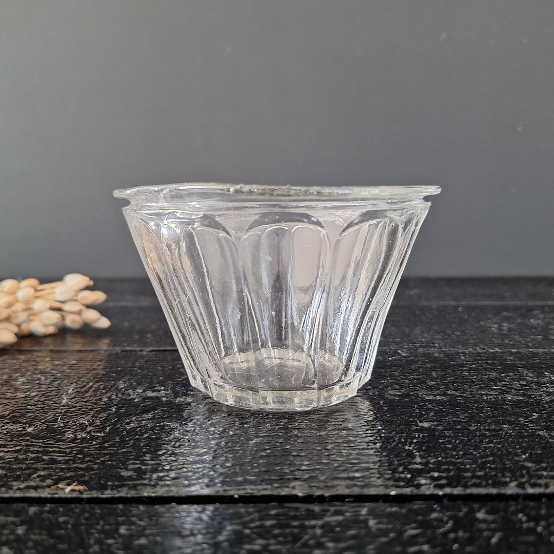 French Antique Glass Jam Jar, Conical Jam Pot Ribbed Blown Glass Jelly ...