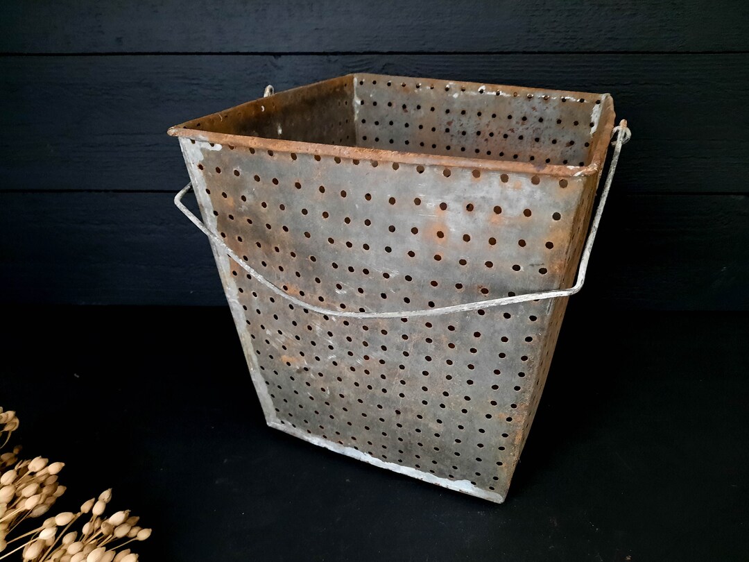 Extra Large French Metal Square Cheese Pot Strainer Vintage Faisselle ...