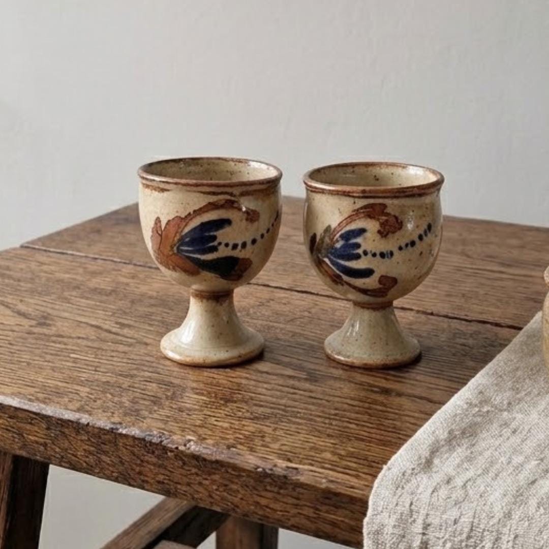 Handmade Stoneware Goblets Set of 2, Vintage Studio Pottery Cups ...