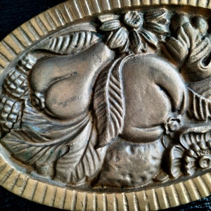 Art Deco Gilted Bronze Trivet With Fruits Decoration, Cast Bronze ...