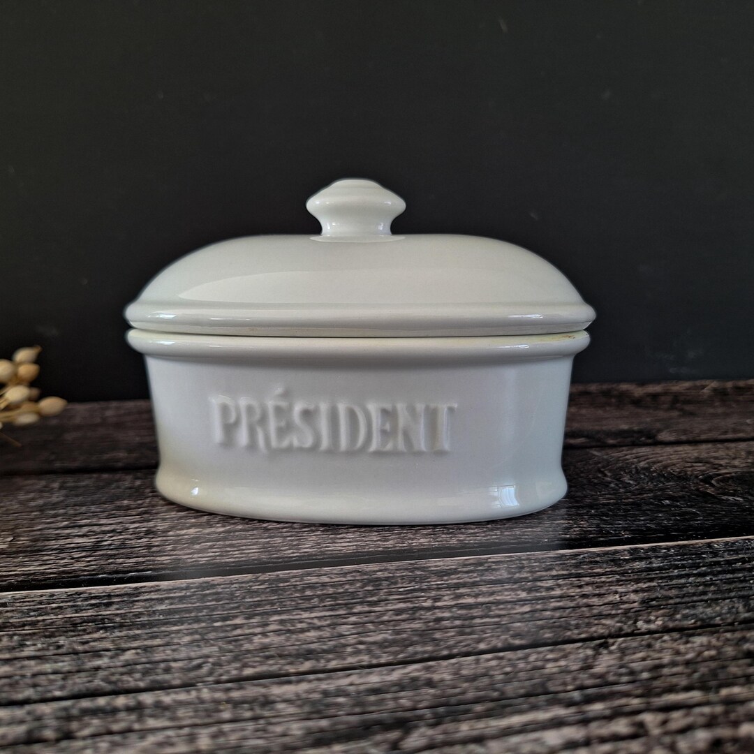 French APILCO Butter Dish With Lid President, White Ceramic Butter Tray ...
