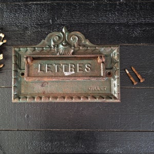 Antique French Dark Green Cast Iron Letter Box Mailbox Door Letter Slot ...