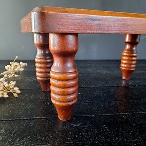 French Vintage Turned Wood Legs Rustic Wooden Footstool, Rustic Stool ...