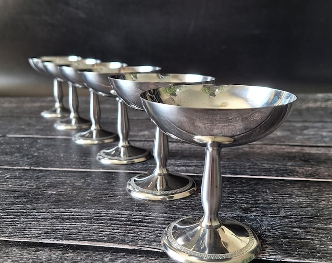 Set of 6 Parisian Cafe Cup Inox Ice Cream Bowl Stainless Steel ...