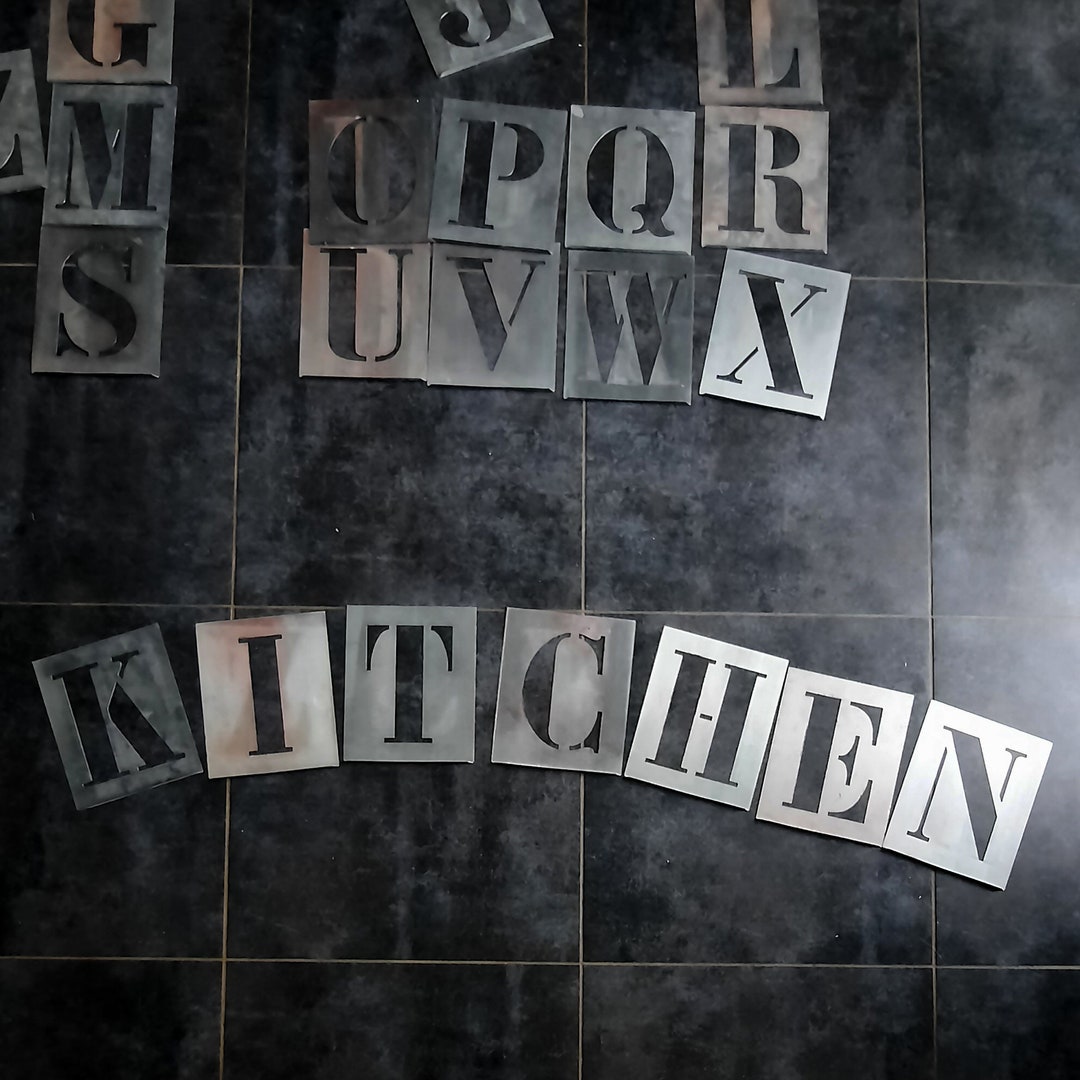 Large French Zinc Alphabet Stencil Letters 8, Large Aluminum Industrial ...