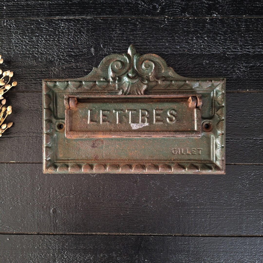 Antique French Dark Green Cast Iron Letter Box Mailbox Door Letter Slot ...