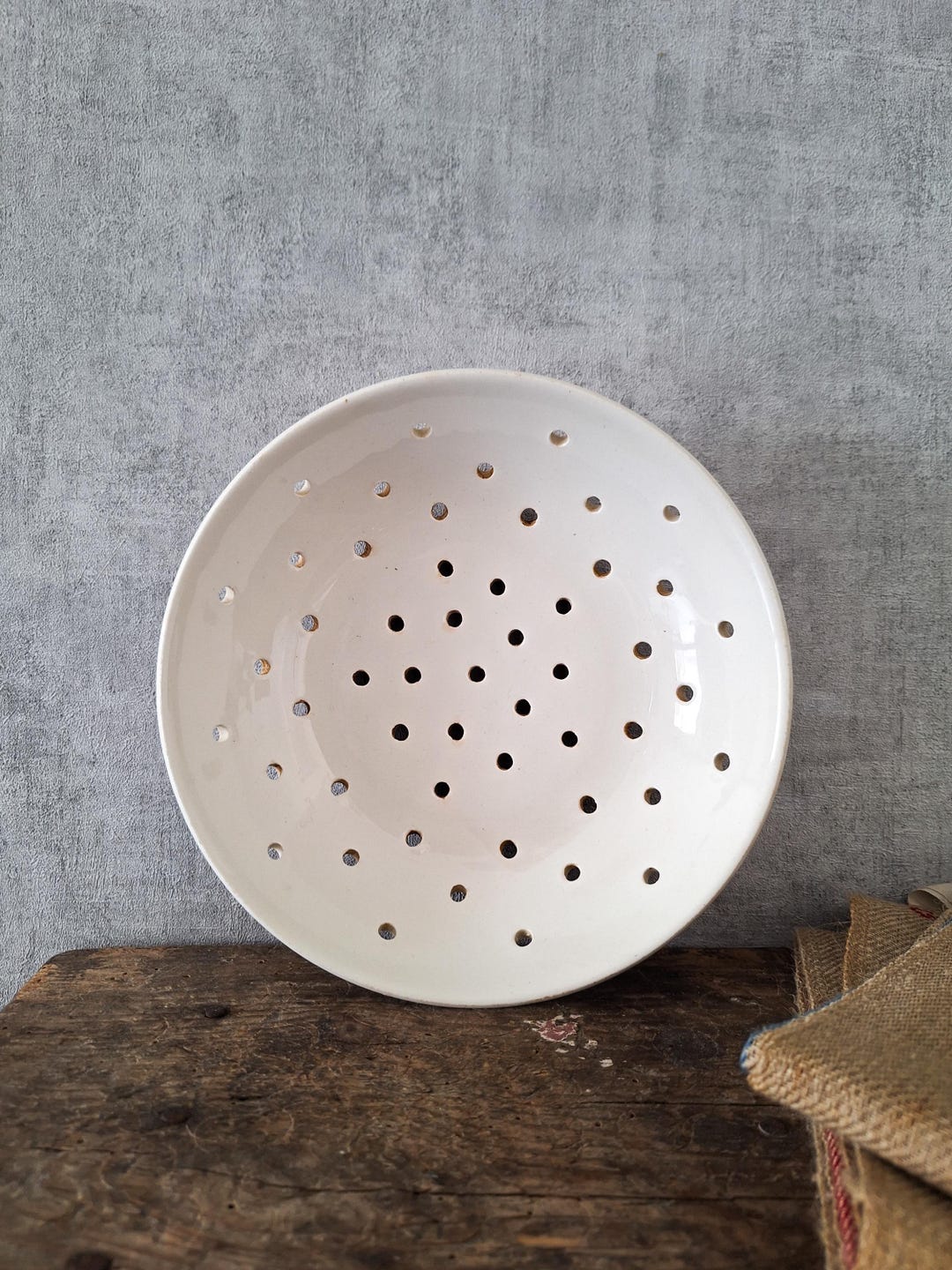 Vintage White Ironstone Colander Plate by Digoin Sarreguemines ...