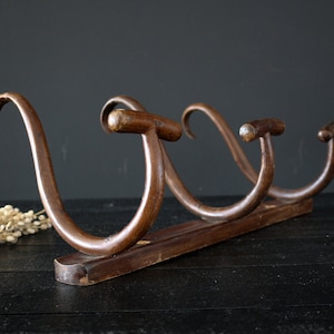 1920s Wooden Wall Coat Rack With 3 Hooks, Bentwood Wall Mount Coat and ...