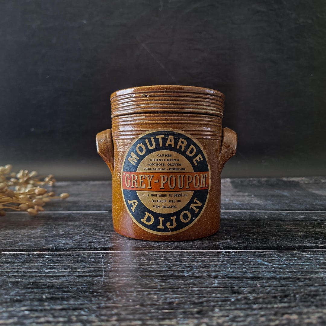 Rare Antique Grey-poupon Mustard Pot With Lid, Glazed Stoneware Jar ...