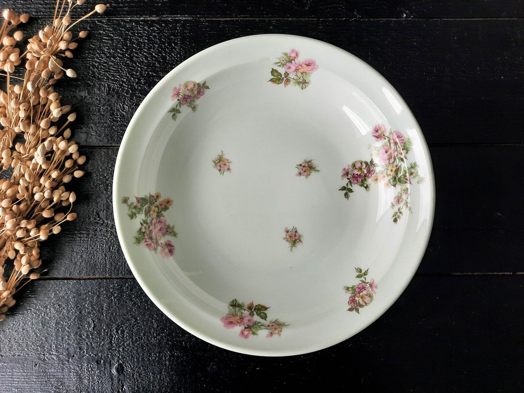 Large Aluminite Frugier Limoges France Serving Bowl With Flowers, Round ...