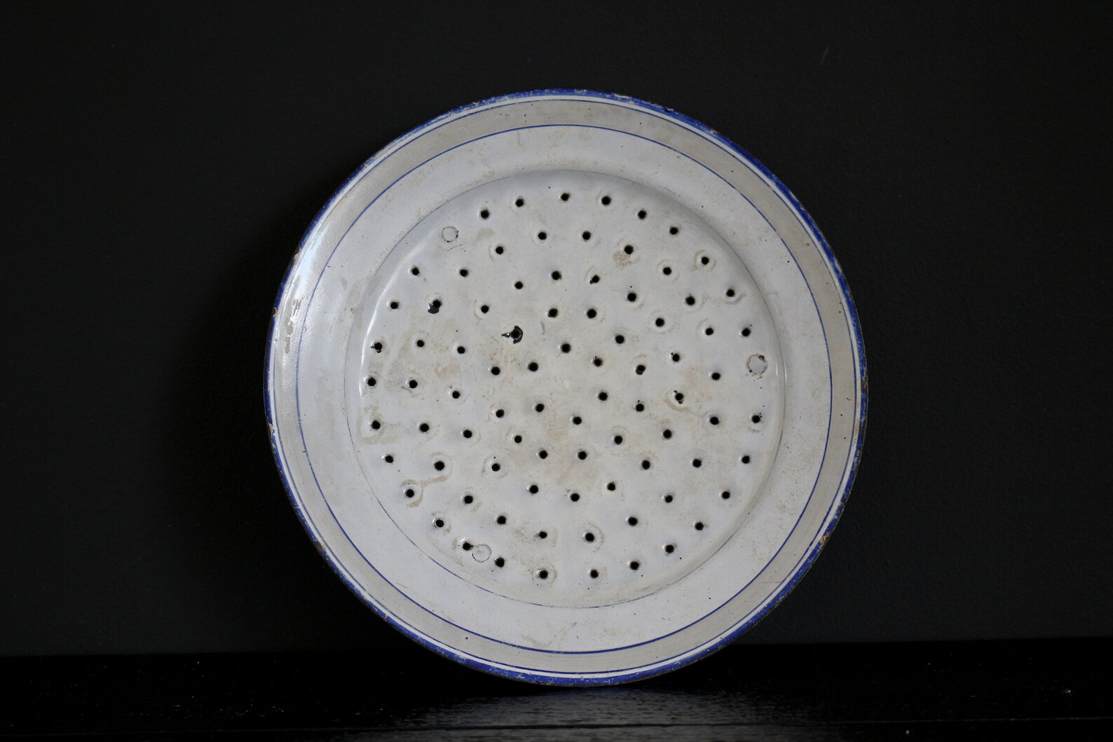 White Ceramic Draining Plate Vintage French Ironstone White Round ...