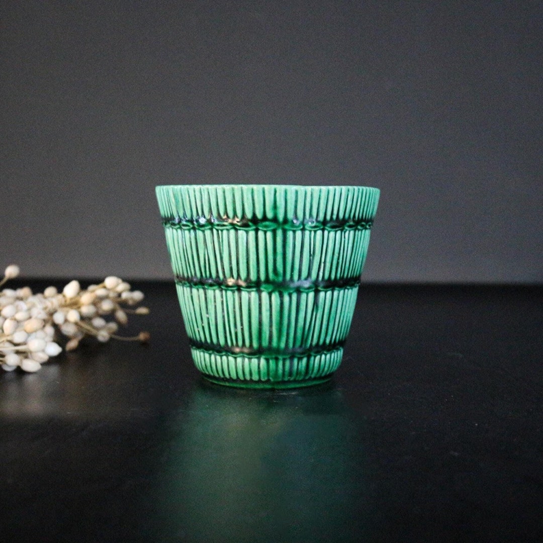 French Antique St Clement 1920 Emerald Dark Green Majolica Planter ...