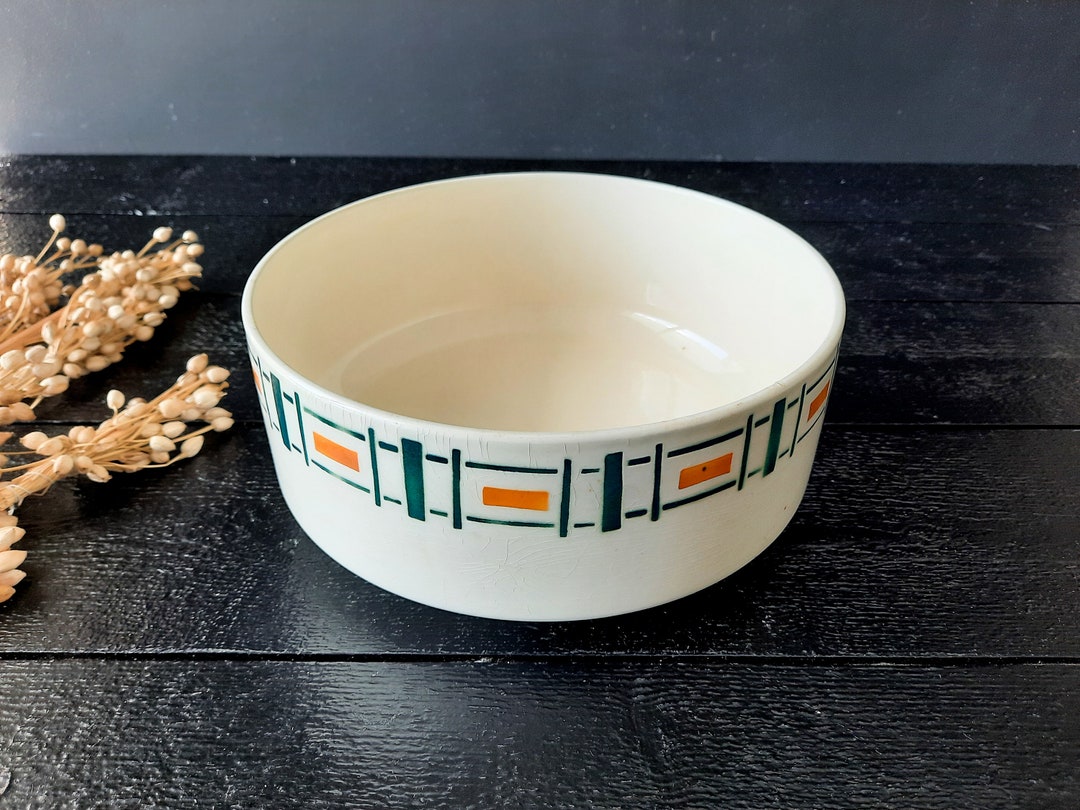 Art Deco Ironstone Salad Bowl by Badonviller Quiberon, Orange & Green ...