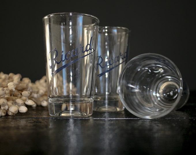 Set of 3 RICARD Glasses Aperitif Glass French Bistro Glasses Vintage ...
