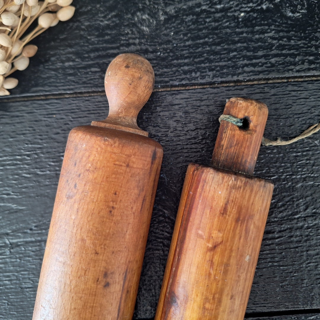 Rustic Large Rolling Pins Set of 2, French Vintage Kitchen Wooden ...