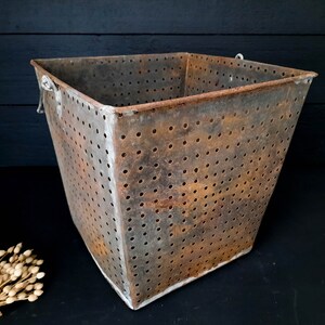 Extra Large French Metal Square Cheese Pot Strainer Vintage Faisselle ...