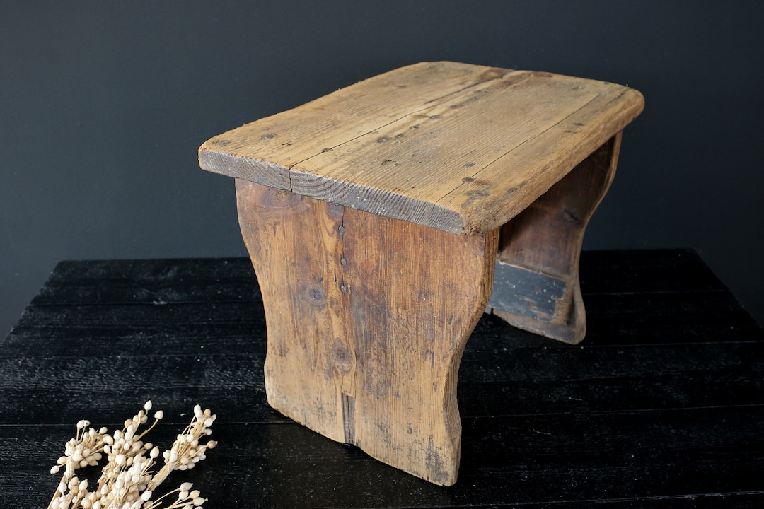 Large Solid Wood Rustic Stool, Heavy Duty Vintage Bench - Etsy