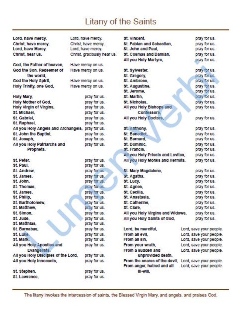 Litany of the Saints for Prayer Leaders - Etsy