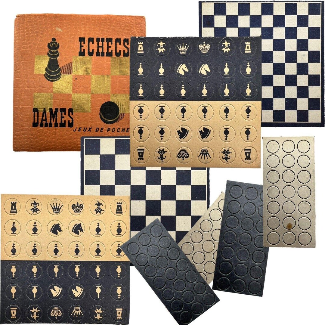 VTG 1920s French Checkers Chess Pocket Games Eches Dames Jeux De Poche ...