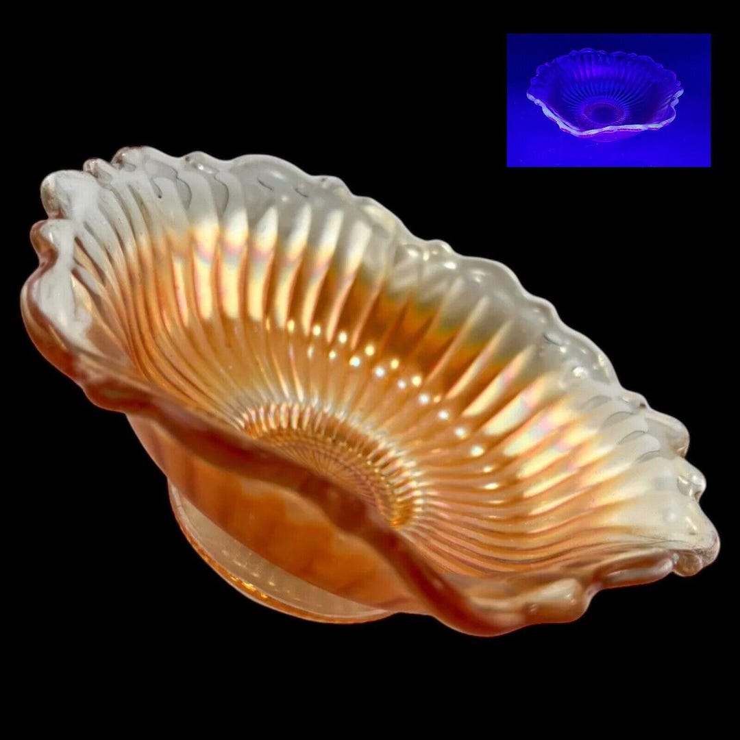 Antique 1900s Fenton Art Glass Fancy Fluted Bon Bon Pickle Bowl ...