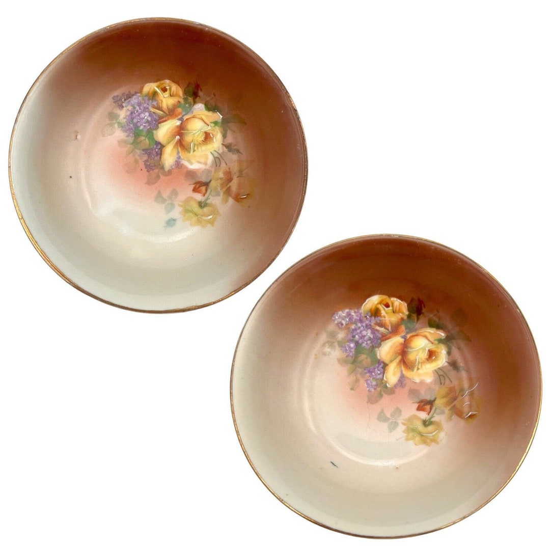Antique 1900S Mz Austria Eagle China Fruit Dessert Bowl Set Yellow ...