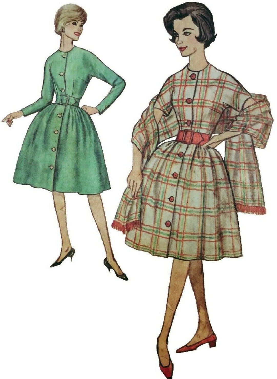 Vintage ©1962 Simplicity Sewing Pattern Misses Size 14 Dress & Stole No ...