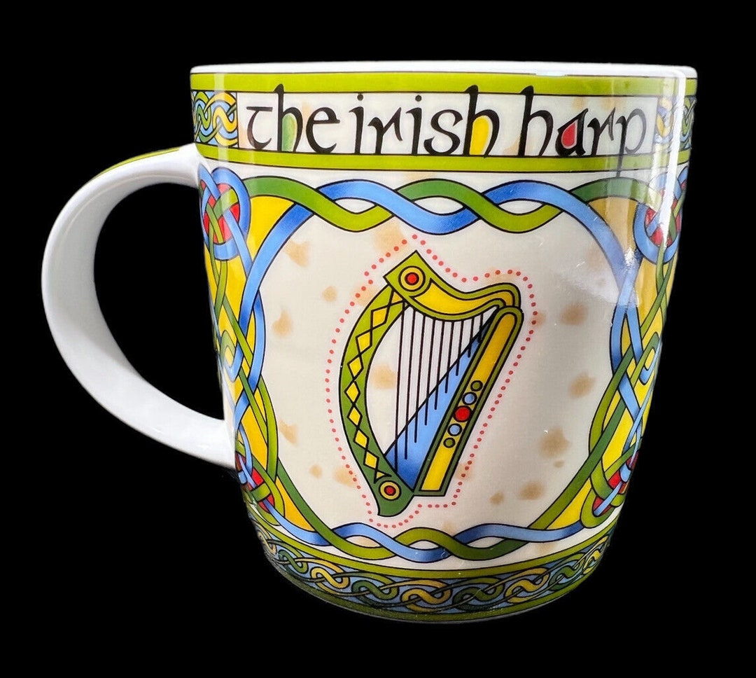 Clara Irish Weave THE IRISH HARP Coffee Mug Cup Celtic Knots Bone China ...