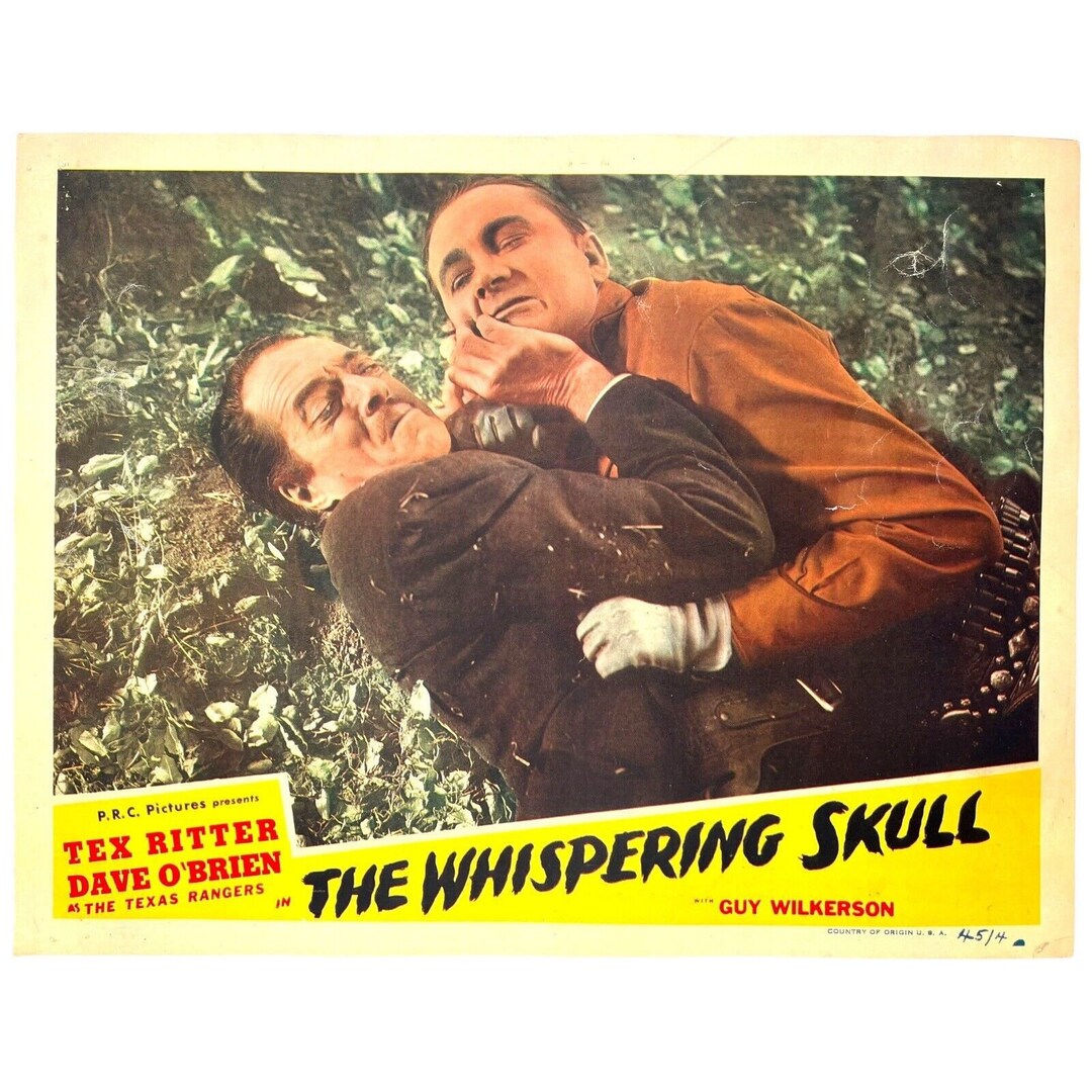Vtg 1945 Prc Pictures Lobby Card the Whispering Skull Fight Scene Tex ...
