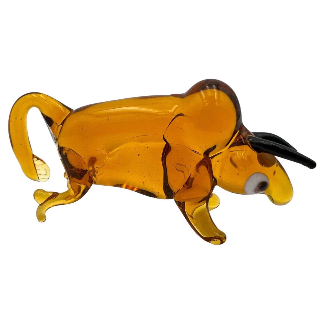 Stone Mtn Blown Glass Amber BRAHMA BULL COW Miniature Figurine ...