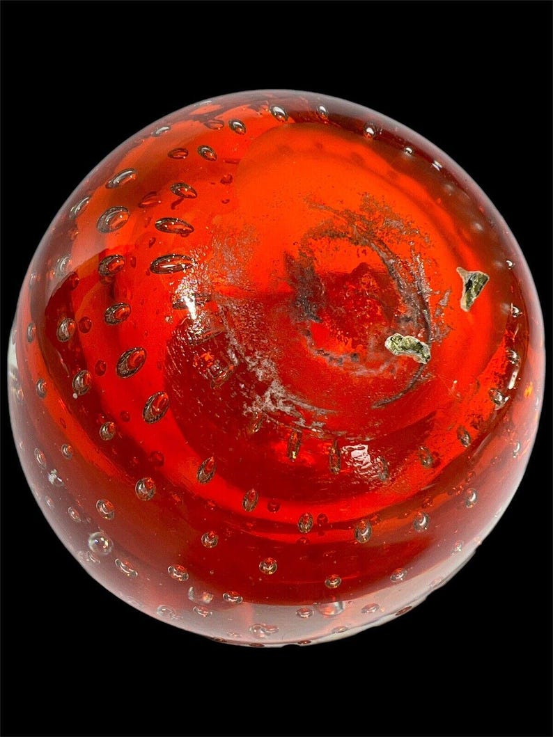Vintage Kreiss Art Glass Japan Paperweight Red Apple Controlled Bubbles ...