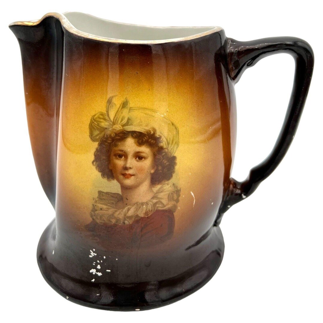 Antique 1893-1911 Warwick China Ioga Water Pitcher Portrait of A Young ...