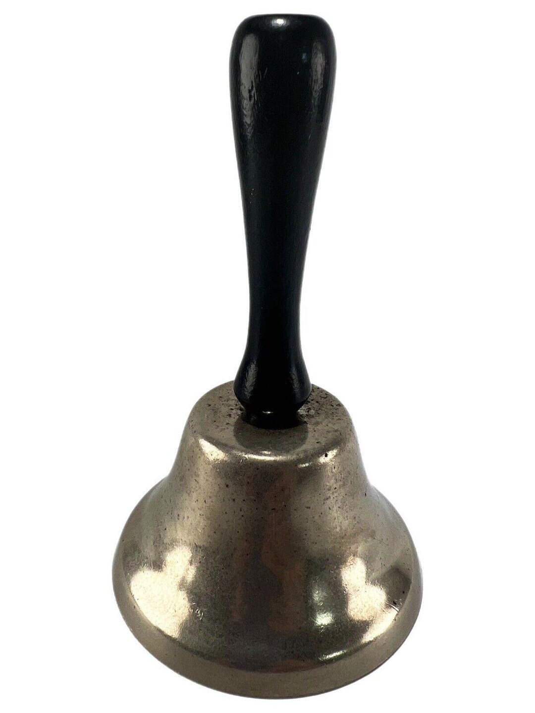 Vintage Traditional Style School Hand Bell Silver-tone Wood Handle Iron ...