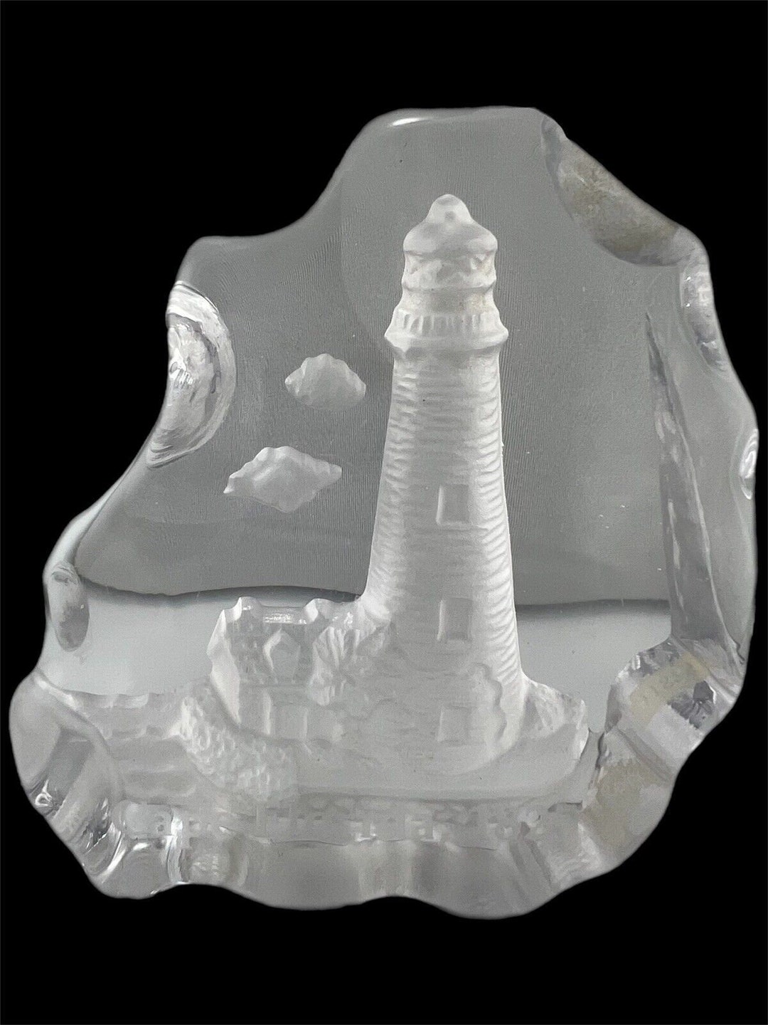 Vintage Lefton Glass Paperweight Cape Florida 1825 Lighthouse Etched ...