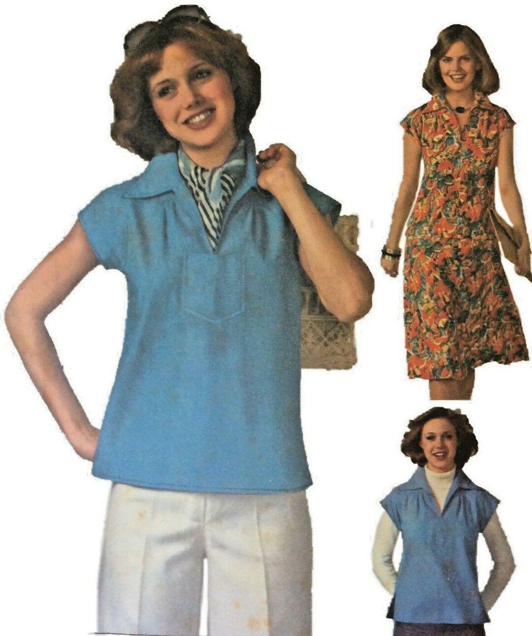 1977 Simplicity Sewing Pattern Misses’ Size 10 Pullover Top & Skirt No ...