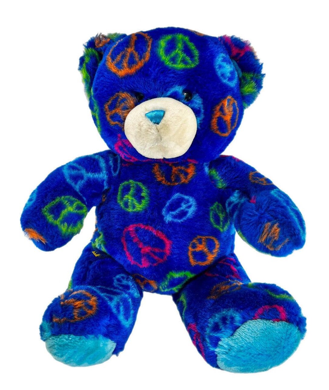 Retired 2009 Build-a-bear PEACE Sign Plush Royal Blue Rainbow Colors ...