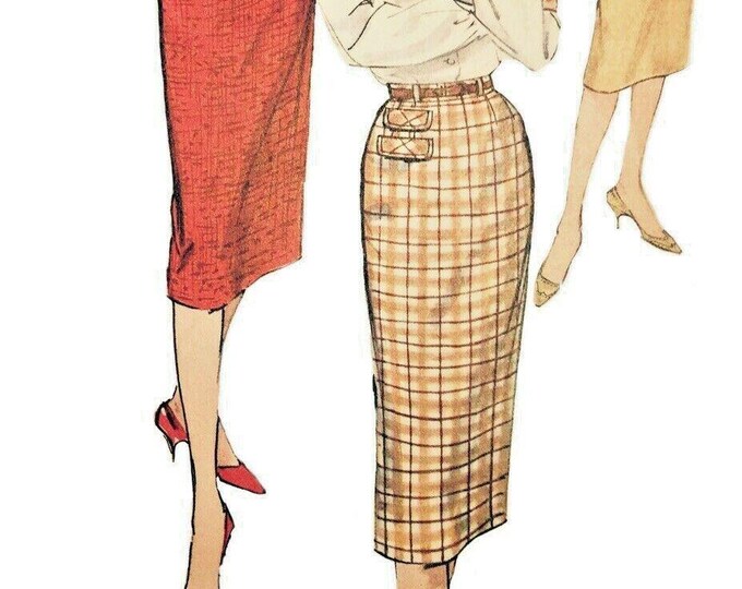 VTG 1958 Simplicity Sewing Pattern Misses 26" Waist Pencil Skirts 2655 ...