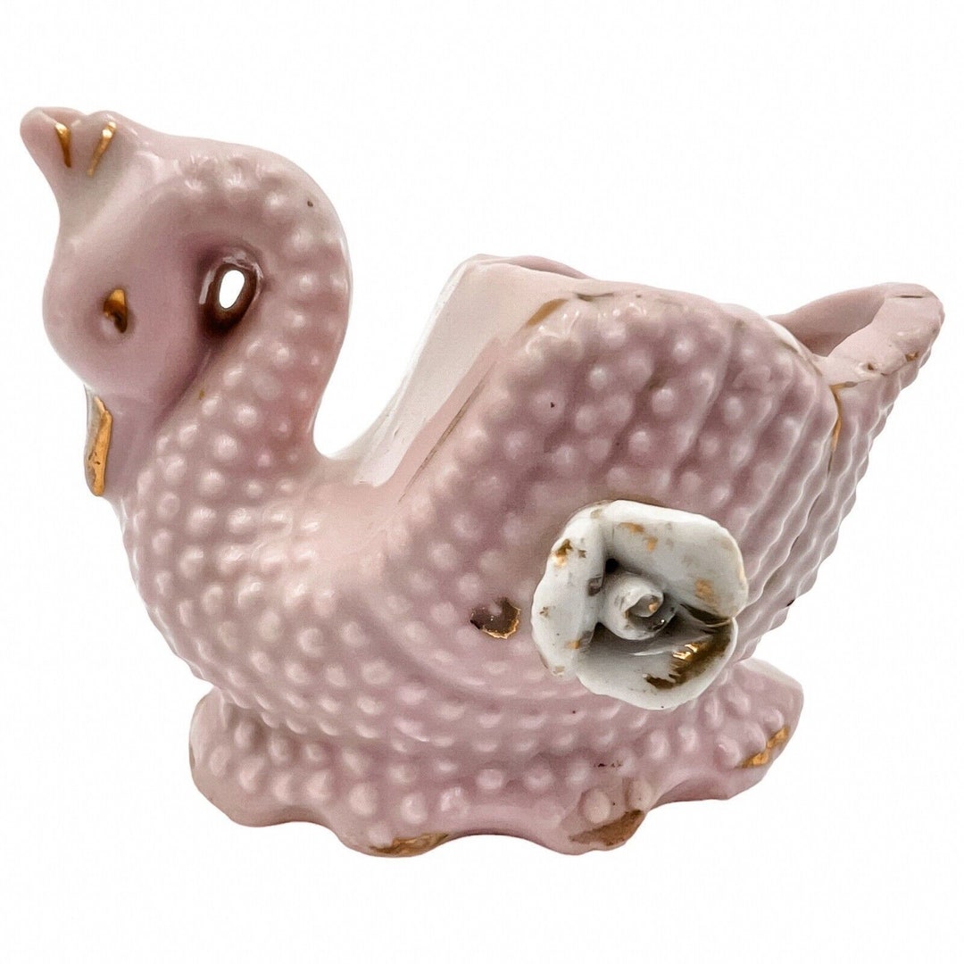 Vintage 1950s Made in Japan Ceramic Pink Hobnail SWAN Toothpick Holder ...