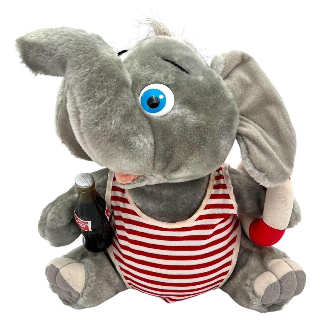 VTG ©1993 Coca-cola Plush Collection Elephant Drinking Coke Bottle ...