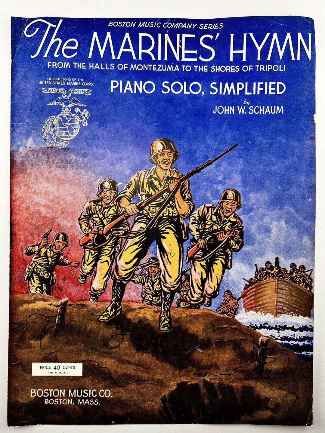 Vtg 1962 Boston Sheet Music the Marines Hymn Piano Great Cover Art ...